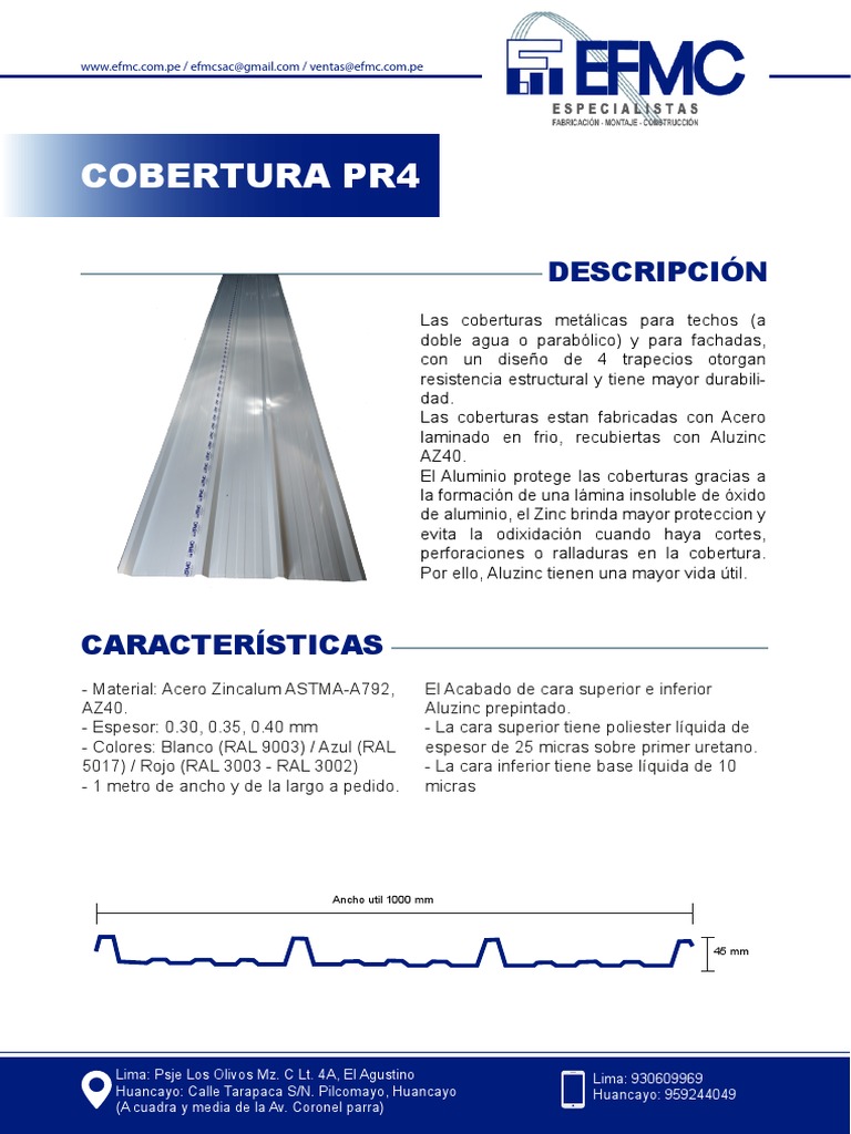 Cobertura PR4 - Efmc | PDF | Aluminio | Procesos industriales