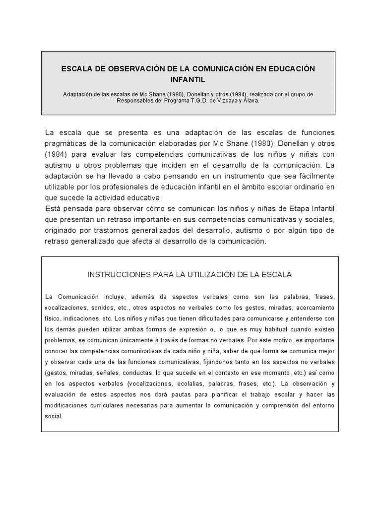 Escala Comunicacion Donellan | PDF | Comunicación | Espectro autista
