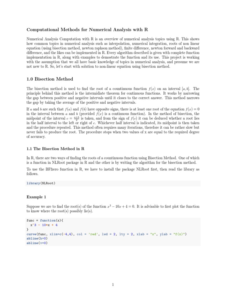 Computational Method For Numerical Analysis With R | PDF | Numerical ...