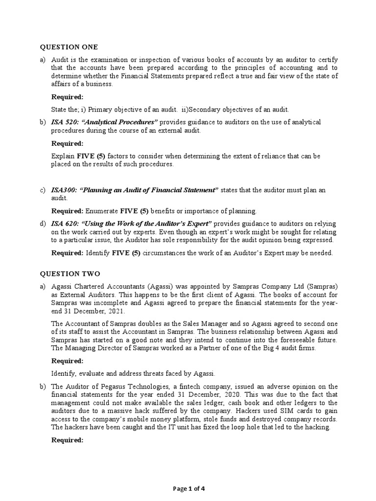 Trial Questions On Audit | PDF | Financial Audit | Audit