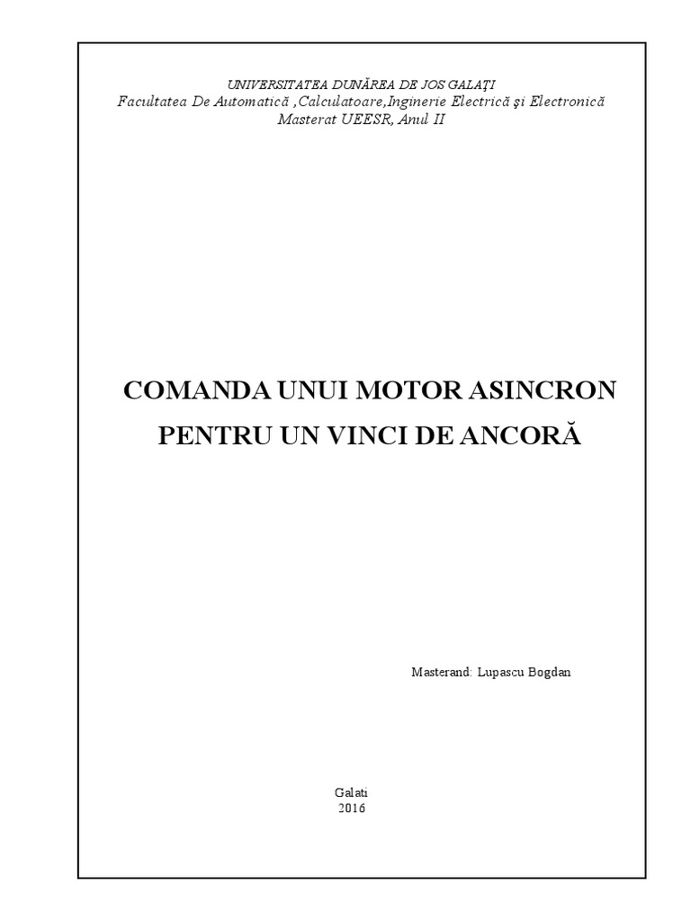 Comanda Unui Motor Asincron Pentru Un Vinci de Ancora | PDF