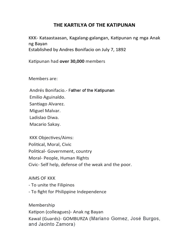 The Kartilya of The Katipunan | PDF