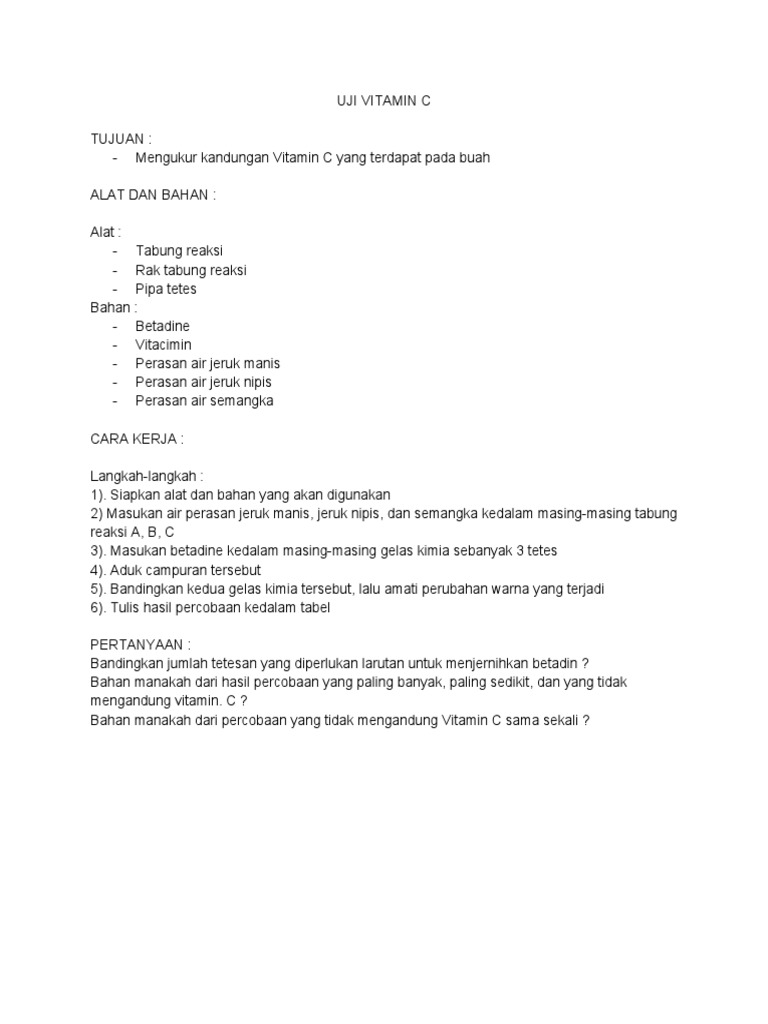 Uji Vitamin C | PDF