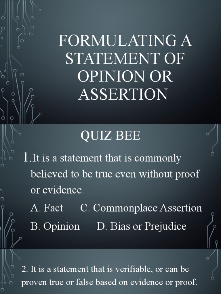 Formulating A Statement of Opinion or Assertion | PDF