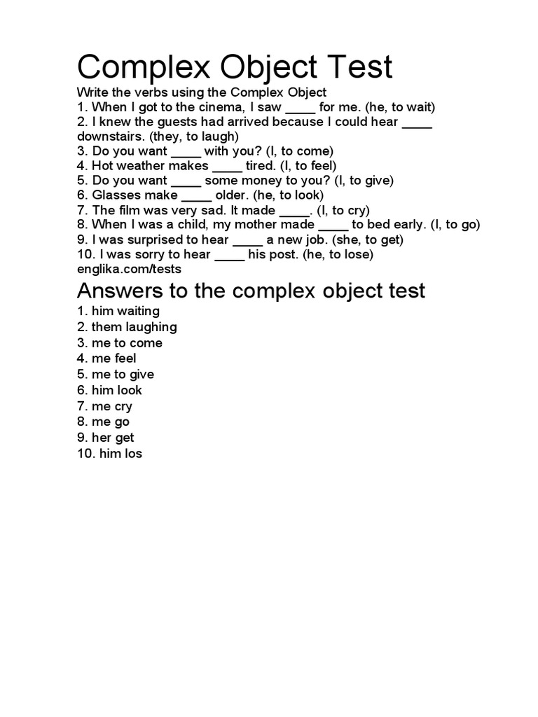 Complex Object Test Pdf