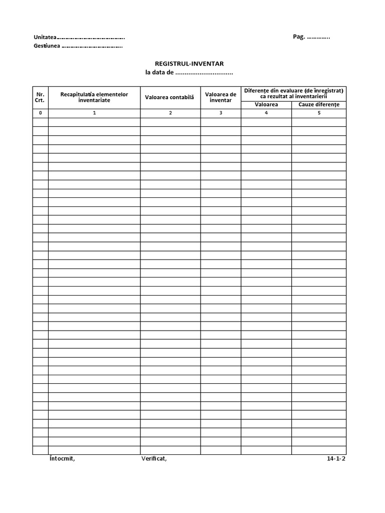 Registru Inventar | PDF