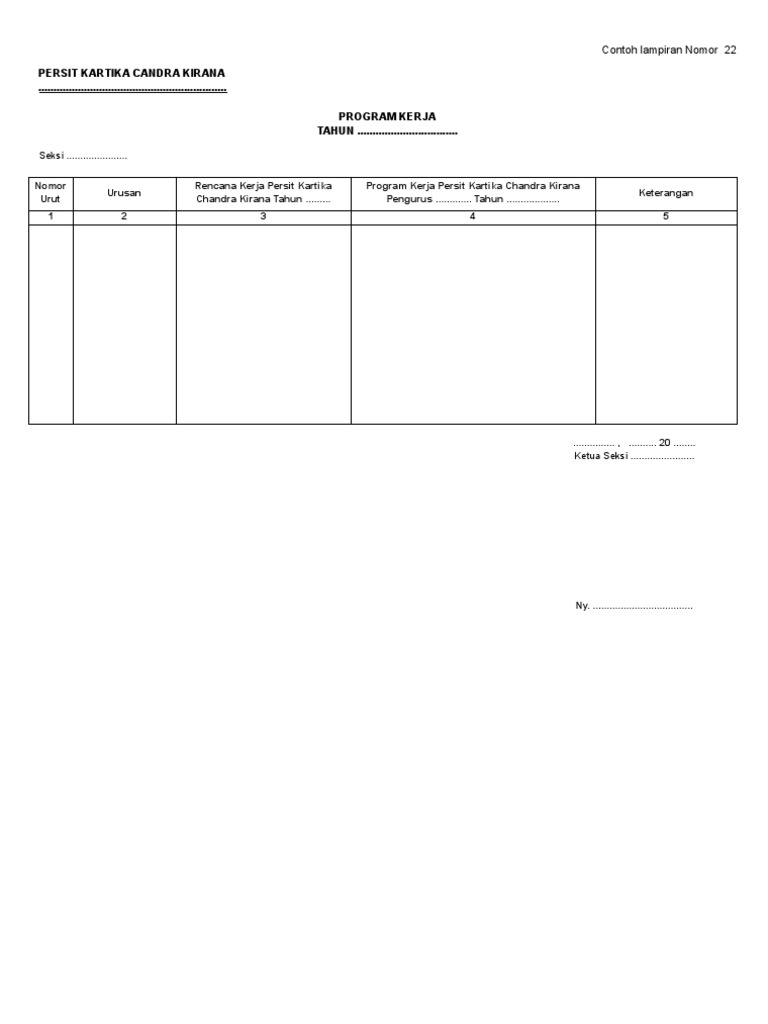Contoh Blanko Program Kerja | PDF