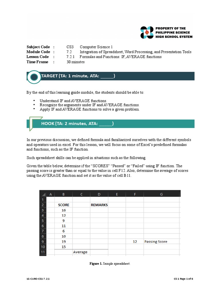 SLG Caro CS1 | PDF | Average | Function (Mathematics)