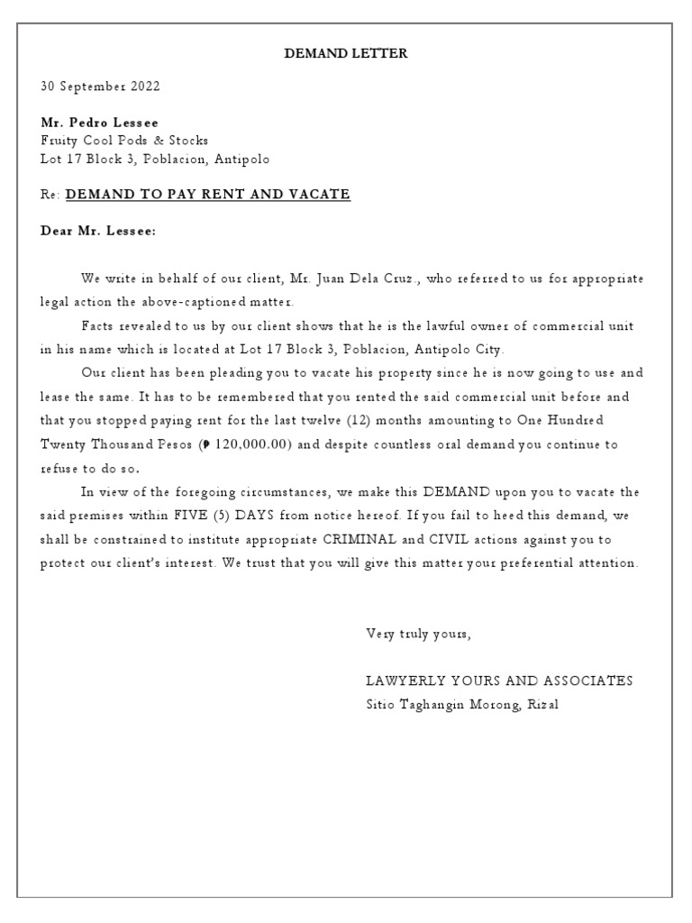 Demand Letter Sample | PDF
