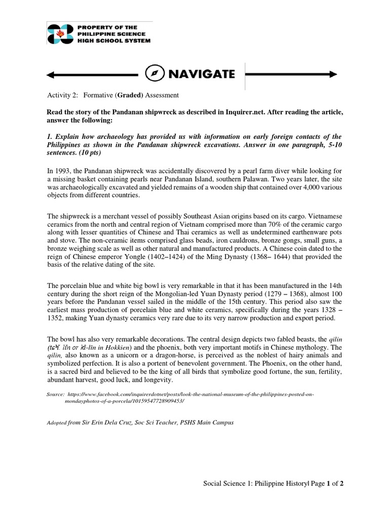 TLG 1.1. Early Foreign Contacts FA1 | PDF