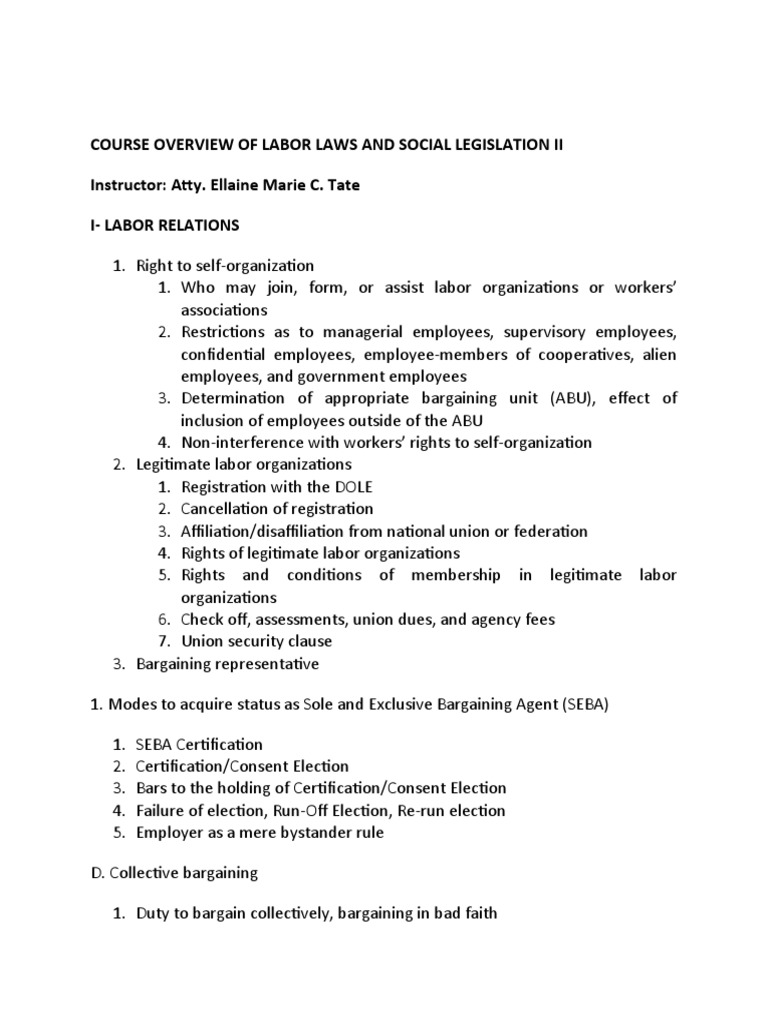 Course Overview Labor Laws 2 | PDF | Strike Action | Employment