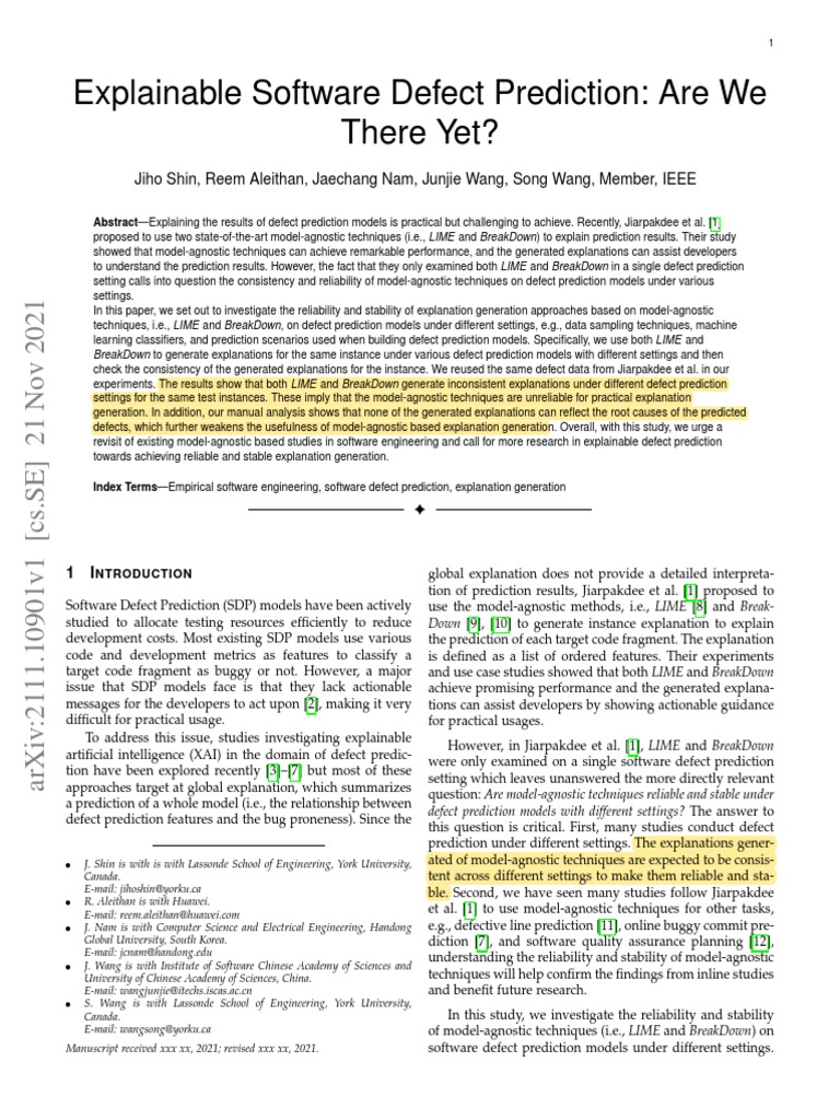 Criticises Explainable Defect Pred | PDF | Machine Learning | Prediction