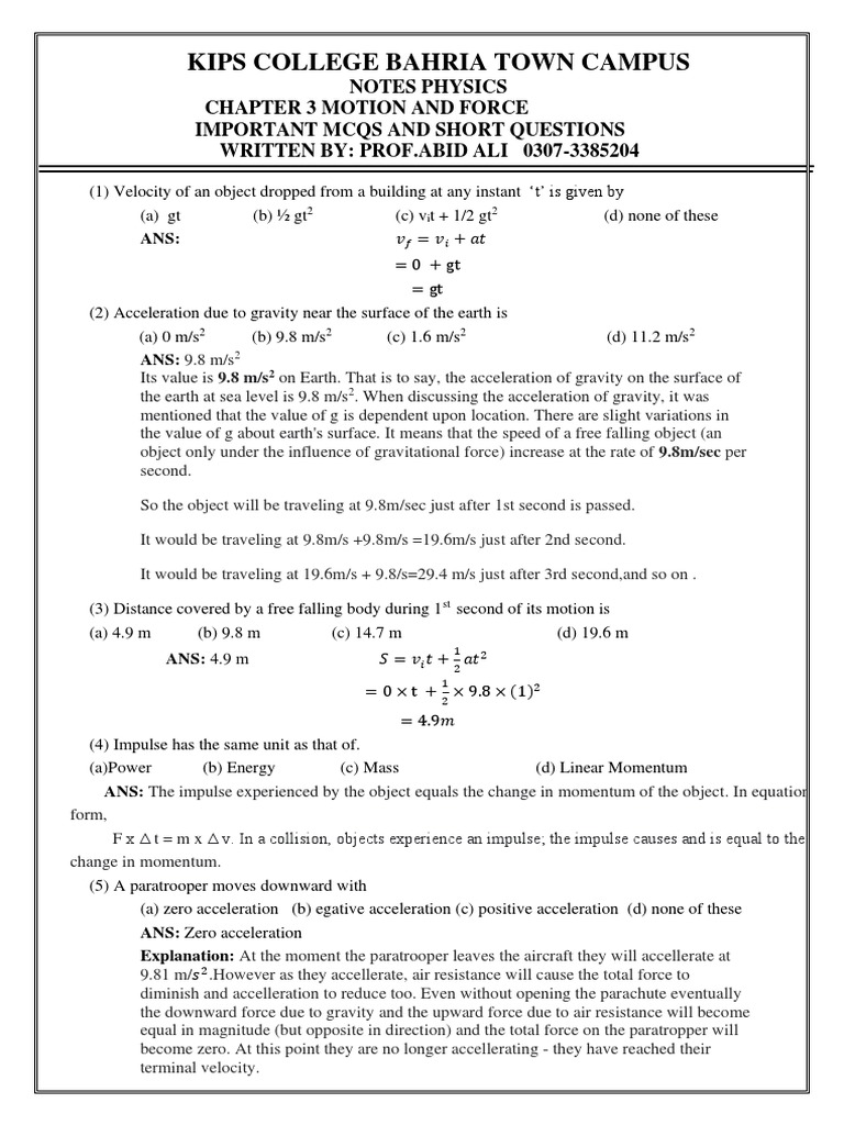 Understanding Newton's Laws of Motion through Multiple Choice Questions ...