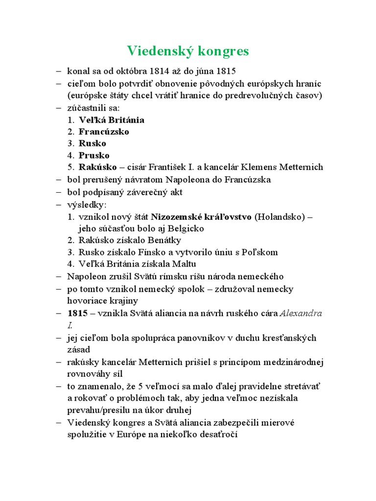 Viedenský Kongres | PDF