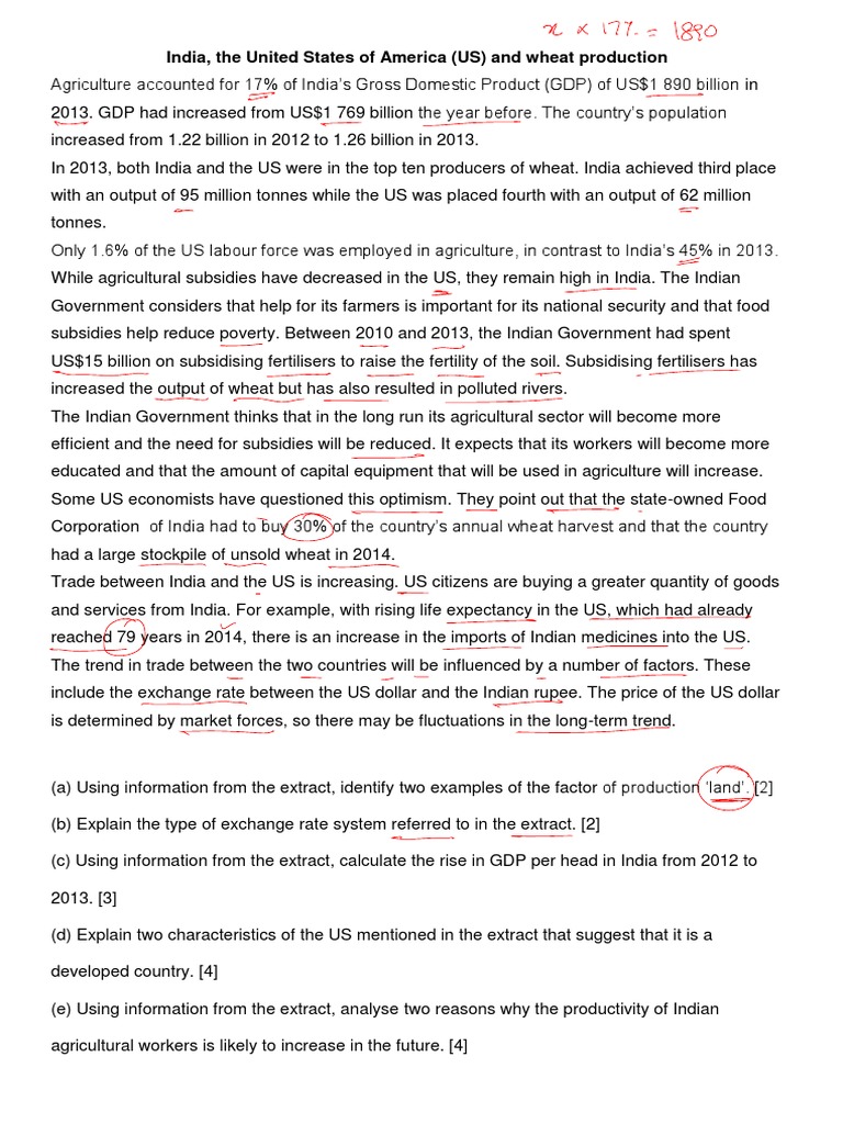 India, The United States of America (US) and Wheat Production | PDF ...