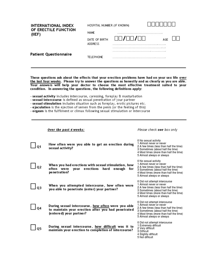 Erectile Function Self-Assessment | PDF | Orgasm | Sexual Intercourse