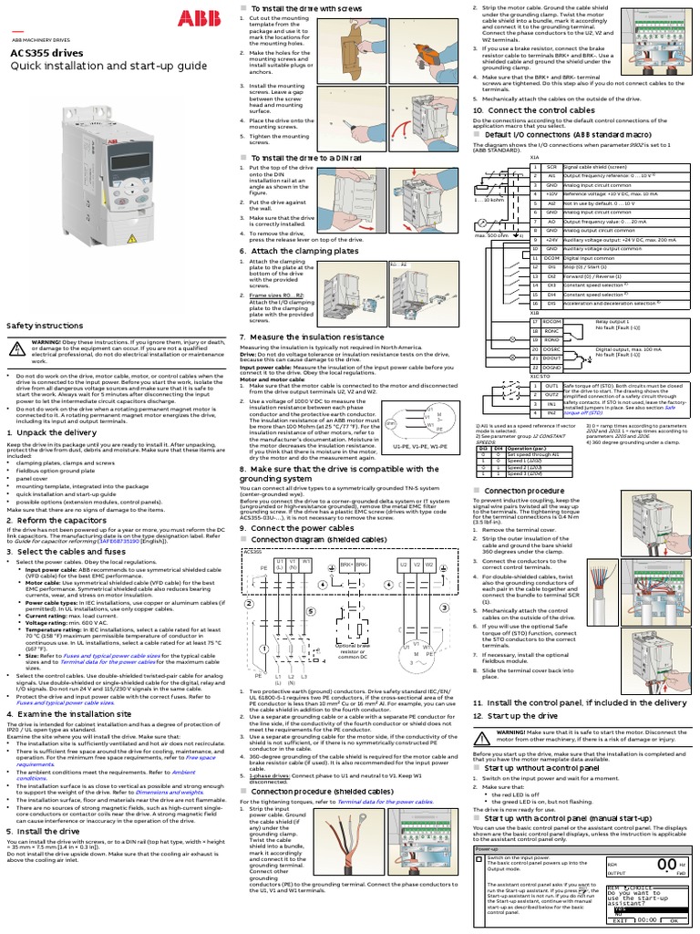 En Acs355 Qisg C A3 | PDF | Electric Motor | Fuse (Electrical)