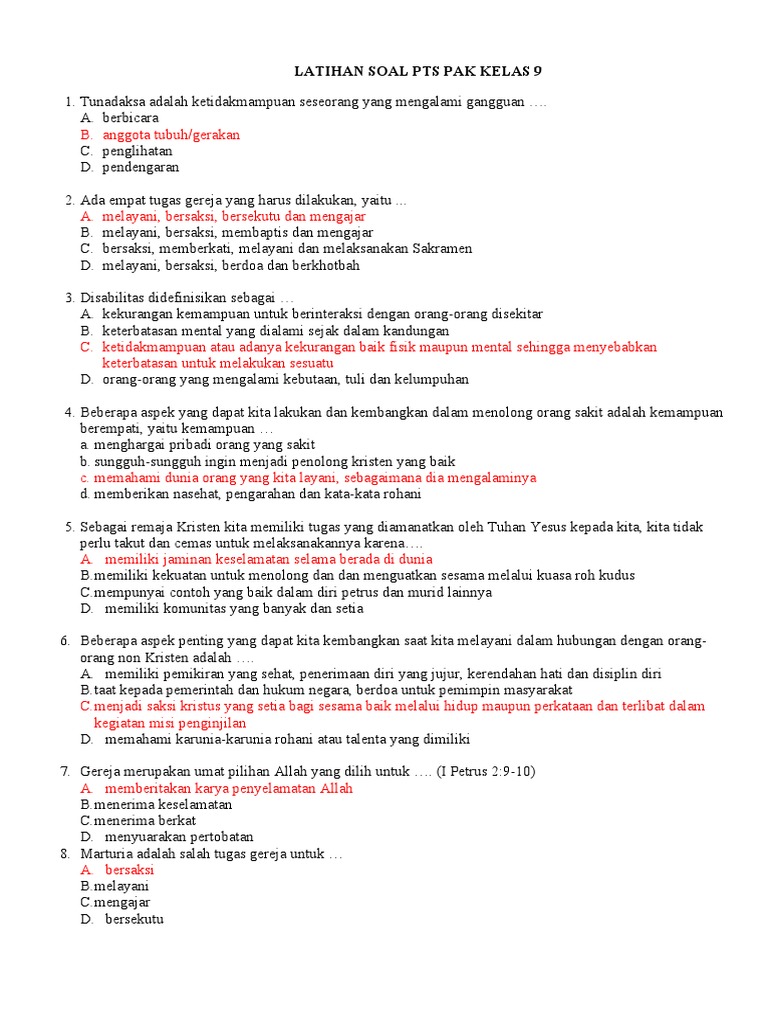 Latihan Soal PTS Kelas 9 | PDF