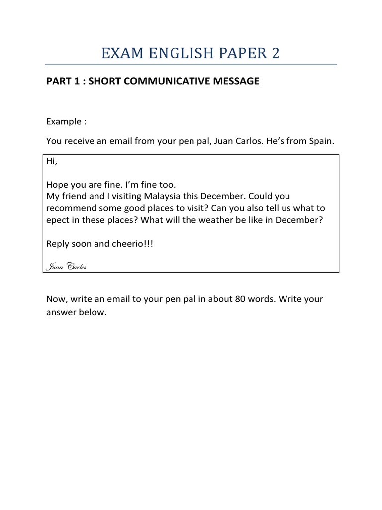 Exam English Paper 2 | PDF