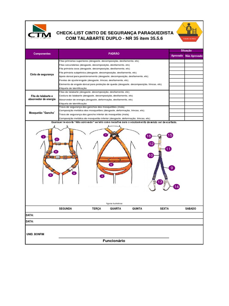 Checklist - Cinto de Segurança 01 | PDF | Escalada | Equipamento