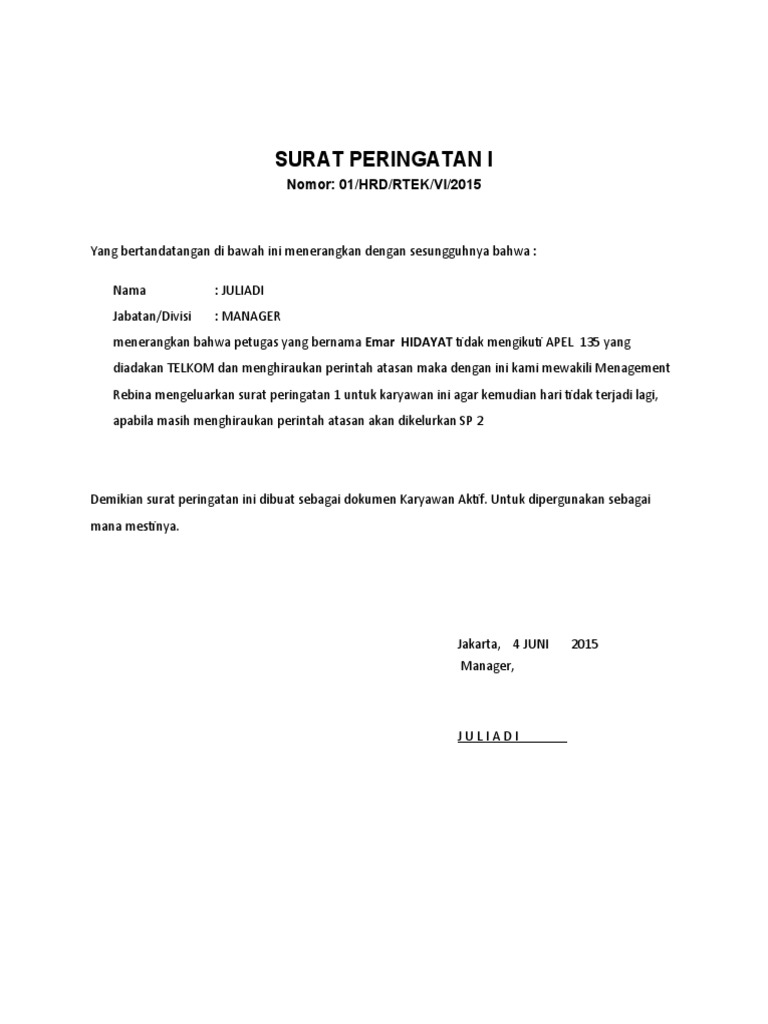 Surat PERINGATAN | PDF