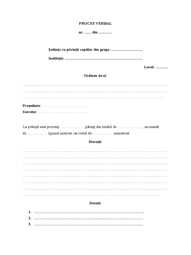 Proces Verbal Model | PDF