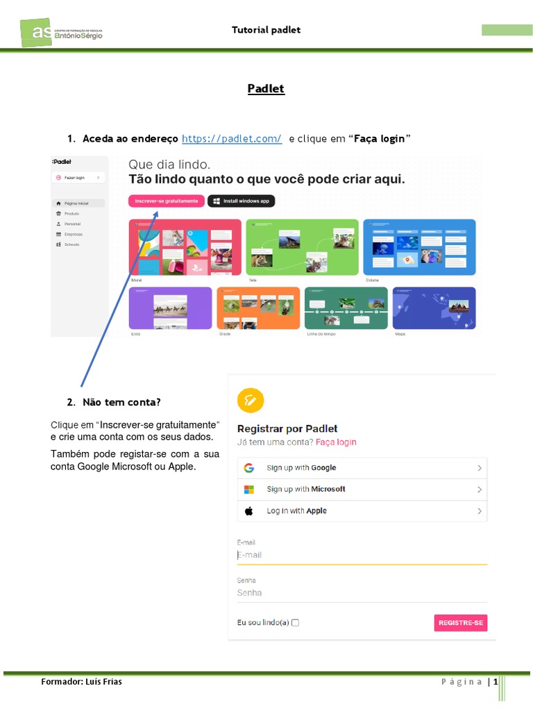 Tutorial Padlet | Download grátis PDF | Informática | Programas