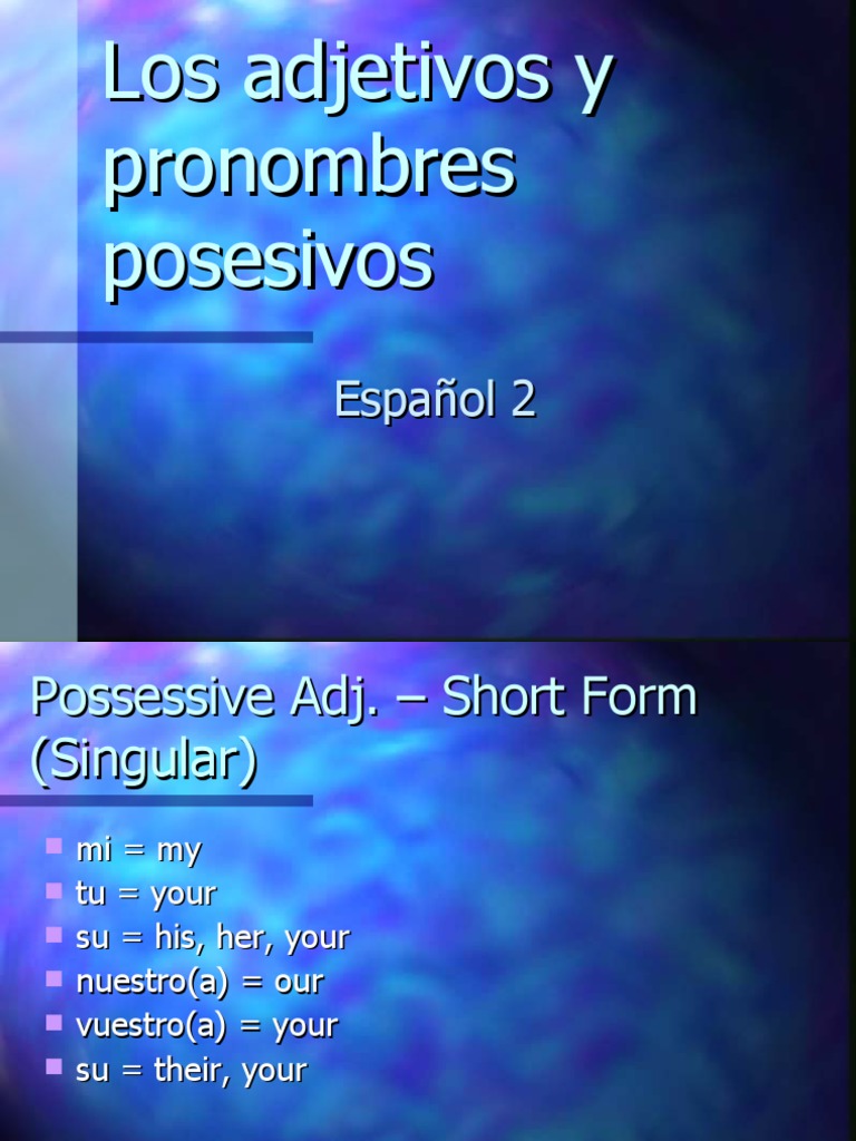 Los Adjetivos y Pronombres Posesivos | PDF