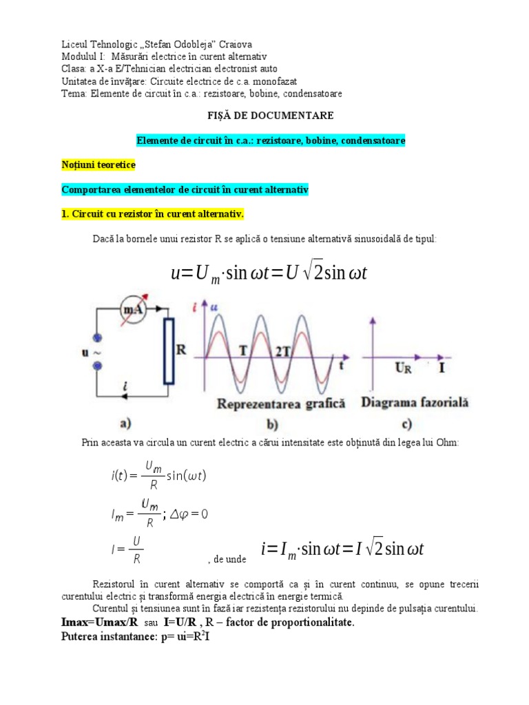 FD-Elemente de Circuit În C.A | PDF