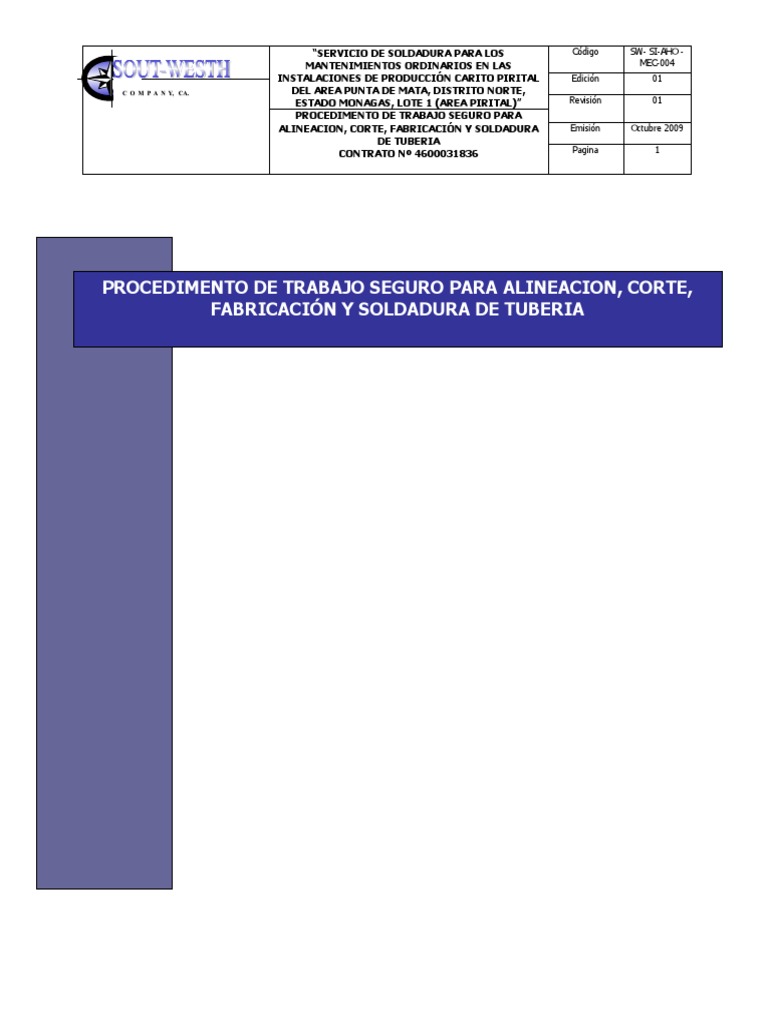 Procedimientos Cot Soldadura | PDF | Soldadura | Construcción
