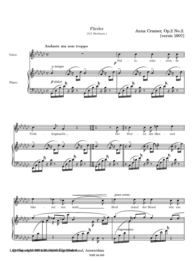 Anna Cramer Flieder Op. 2 Nr. 2 | PDF