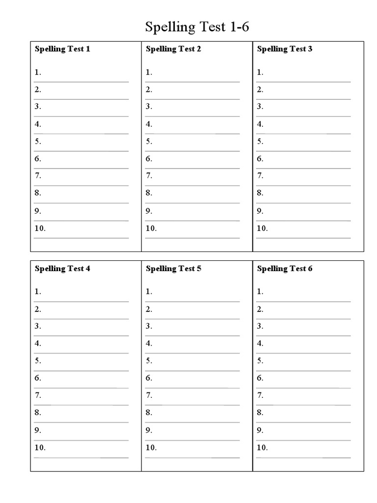Comprehensive Spelling Tests 1-12 | PDF