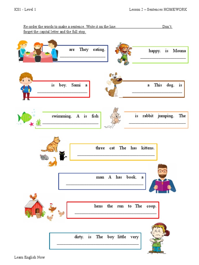 Xtra - Lesson 2 Homework - Sentences Jigsaw | PDF