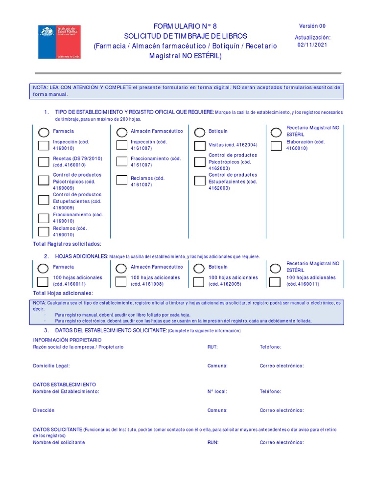 Formulario 08 Editable | PDF | Farmacia