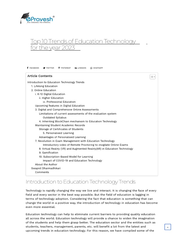 Top 10 Trends in Education Technology For 2023 | Download Free PDF ... Top 10 Trends in Education Technology For 2023 | Download Free PDF ...