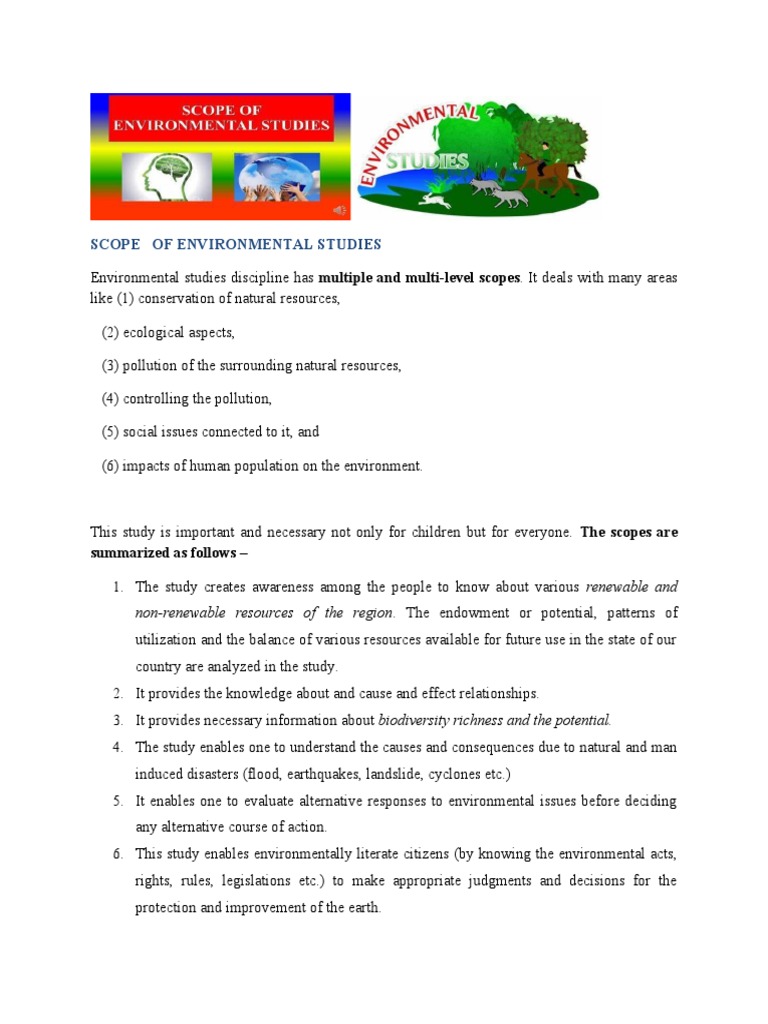 Scope of Environmental Studies Explained | PDF