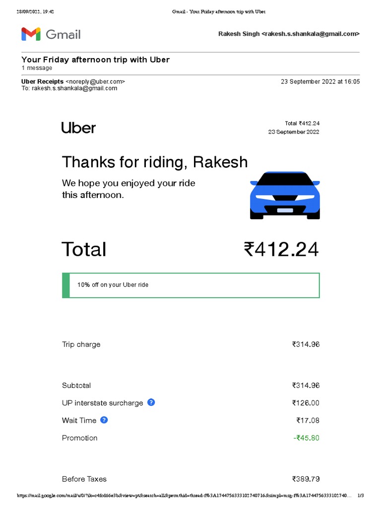 Uber Recipt | PDF | Payments | Service Industries