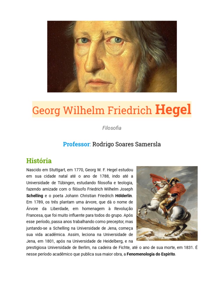 Hegel e o Zeitgeist Do Mundo | PDF | Georg Wilhelm Friedrich Hegel | Dialética