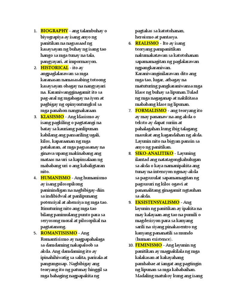 Teoryang Pampanitikan | PDF