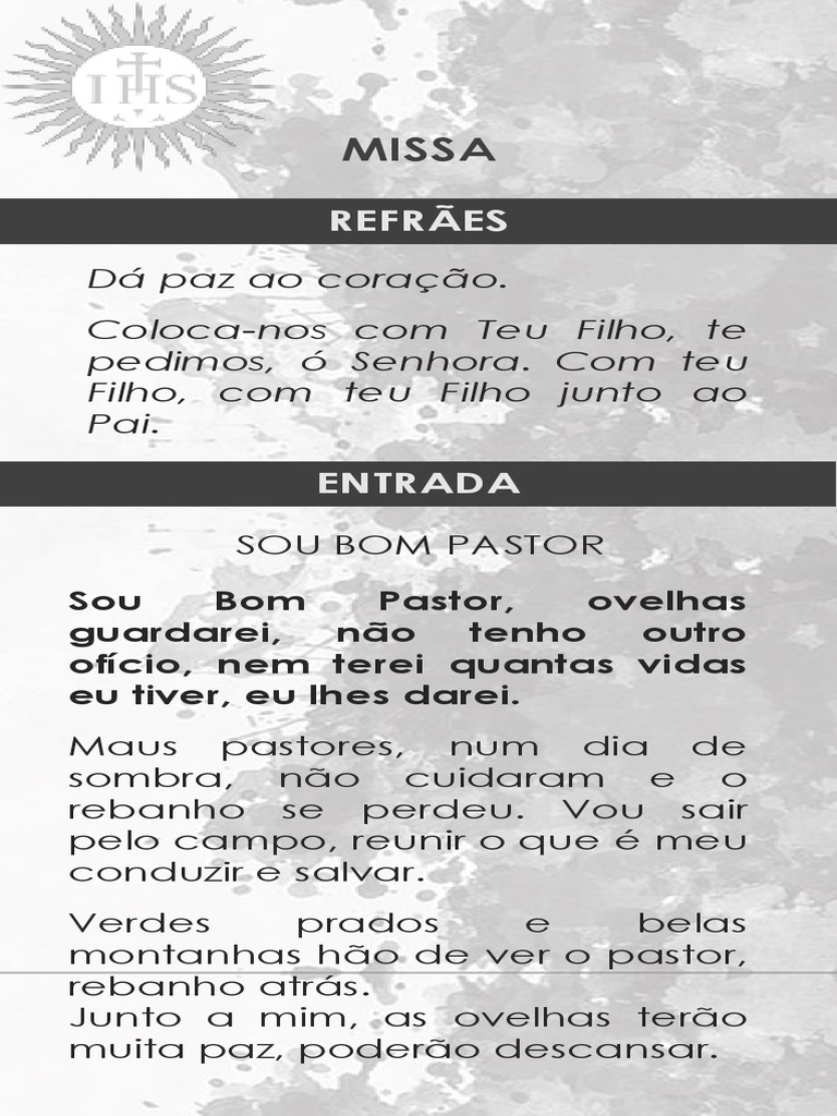 Folheto de Cantos - Missa - 4 - 2 - 2023 | PDF | Presente espiritual