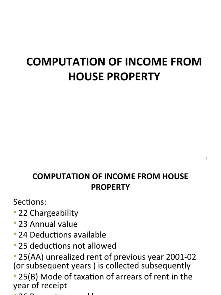 Income from House Property Computation | PDF | Tax Deduction | Renting