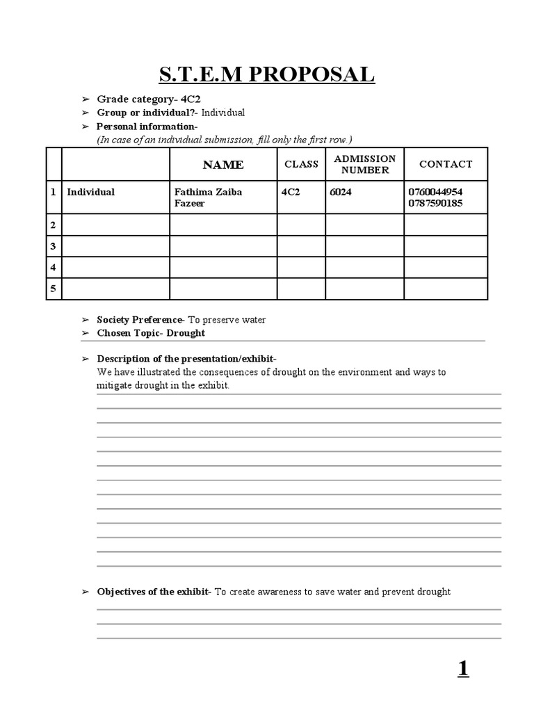 Stem Proposal Structure Pdf