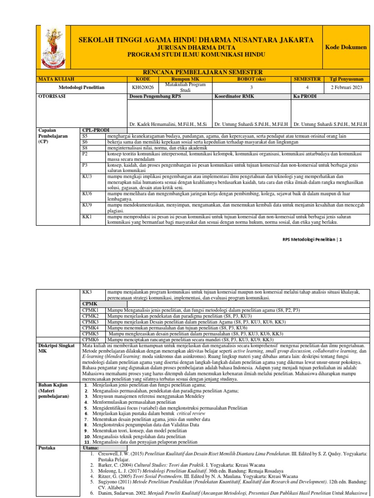 RPS MBKM Metodologi Penelitian | PDF