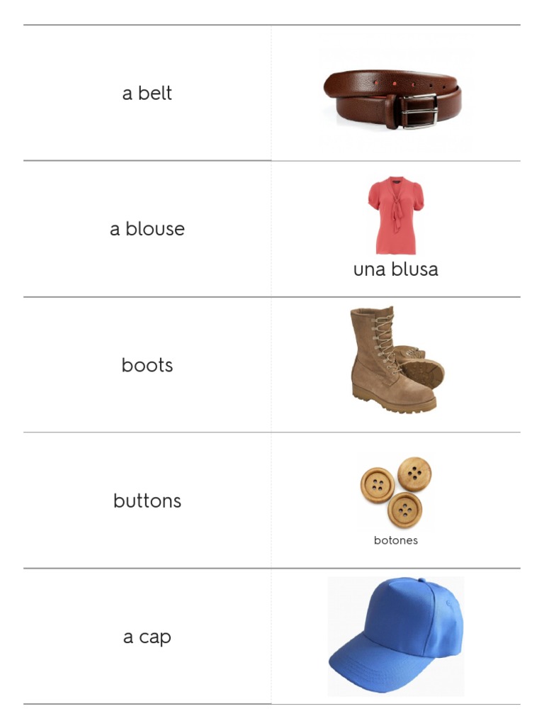 Clothing and accessories vocabulary | PDF