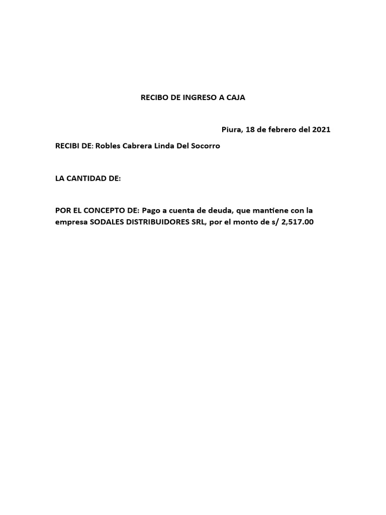 Recibo de Ingreso A Caja | PDF