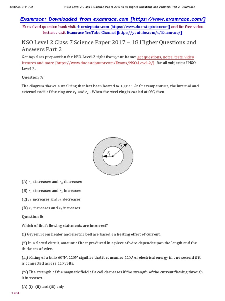 Nso Level 2 Class 7 Science Paper 2017 18 Part 2 Pdf Mirror Tornadoes