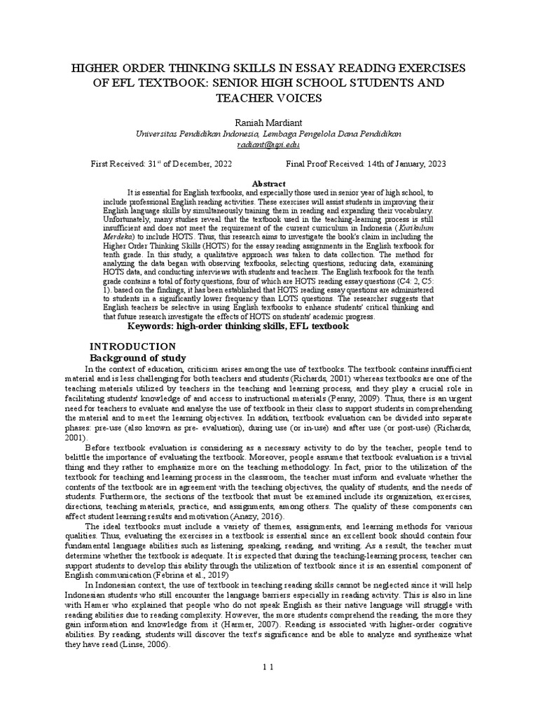 Tbe Final Raniah Mardiant | PDF | Reading Comprehension | Critical Thinking