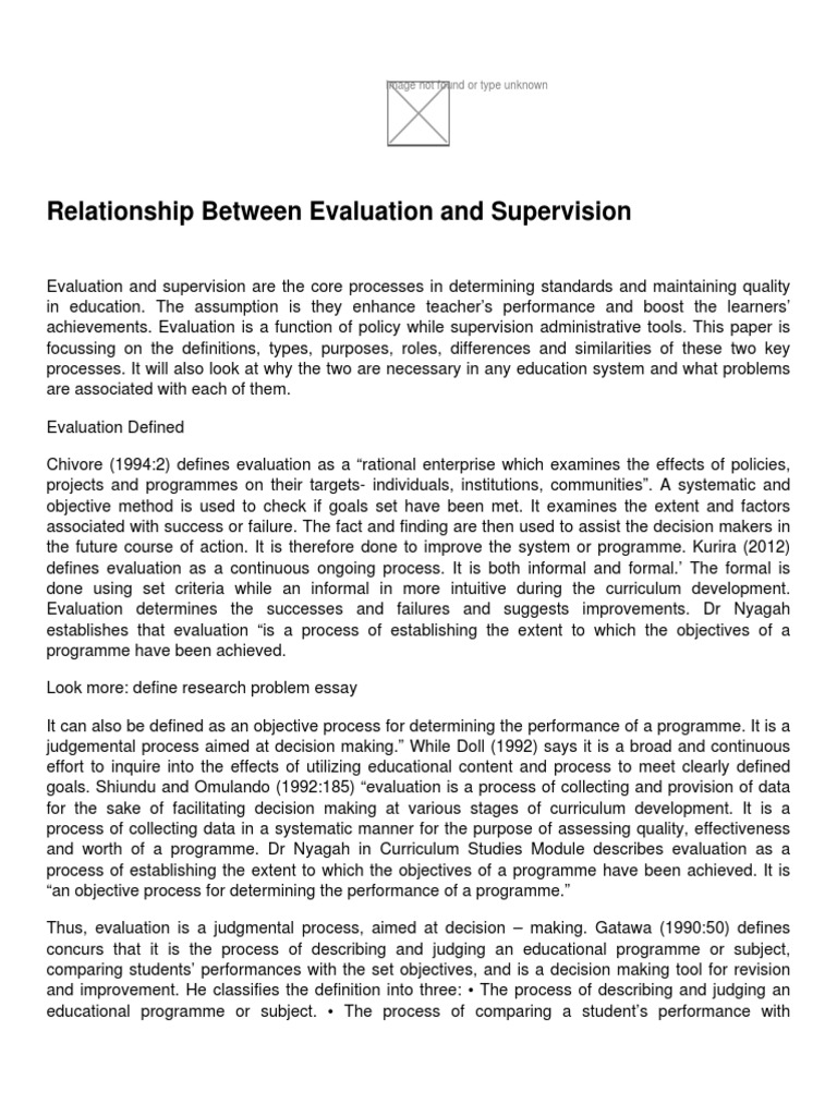 Relationship Between Evaluation and Supervision | PDF | Teachers | Evaluation