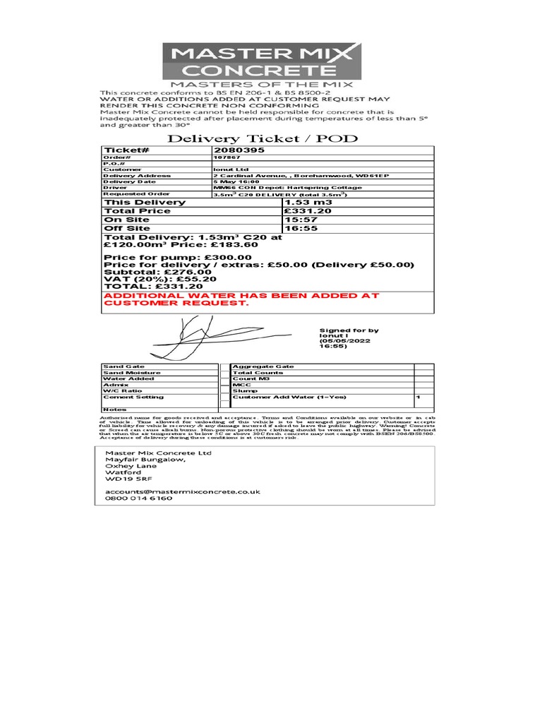 Delivery Ticket for Ionut Ltd Order | PDF | Building Engineering ...