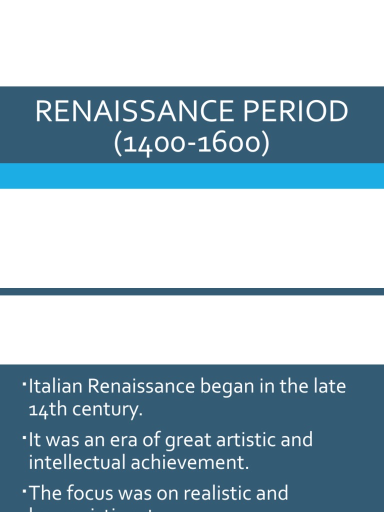 Renaissance Period (1400-1600) | PDF | Michelangelo | Leonardo Da Vinci